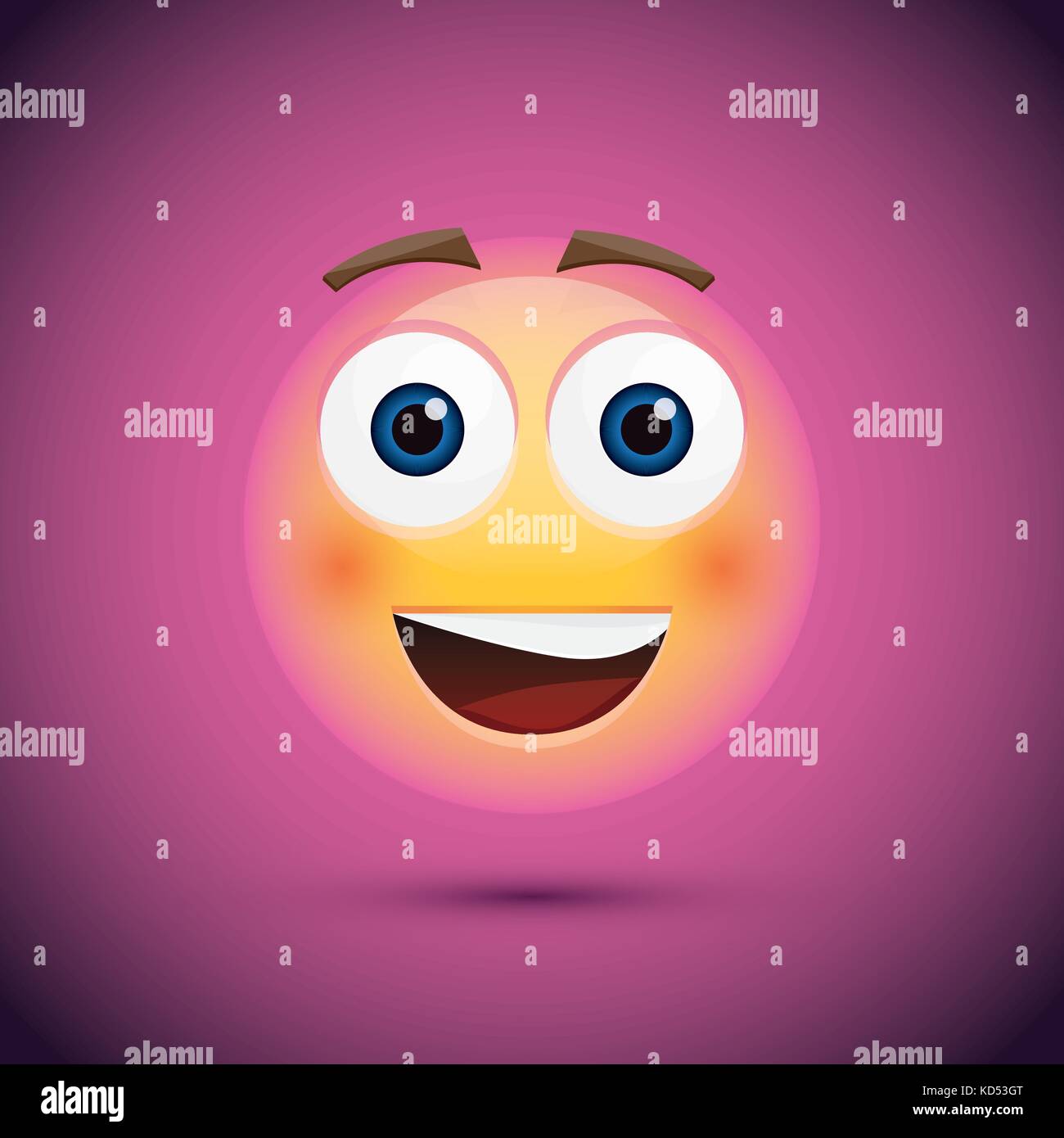 Heureux smiley emoji sur fond violet. vector illustration Image ...