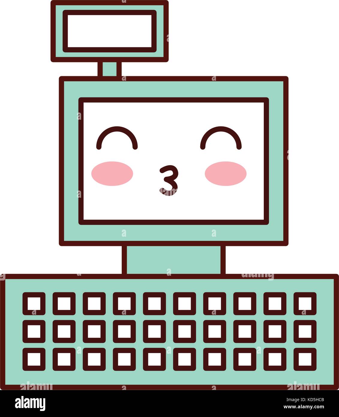 Kawaii Caisse Affichage Clavier Machine Cartoon Image Vectorielle Stock Alamy