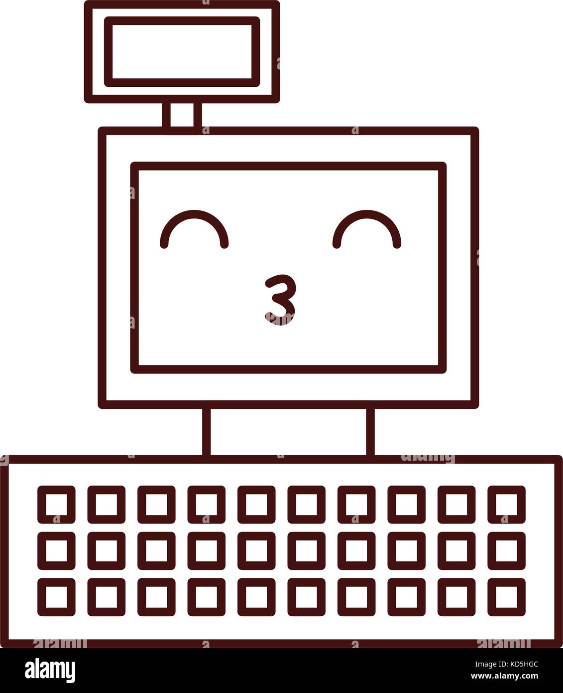 Kawaii Caisse Affichage Clavier Machine Cartoon Image Vectorielle Stock