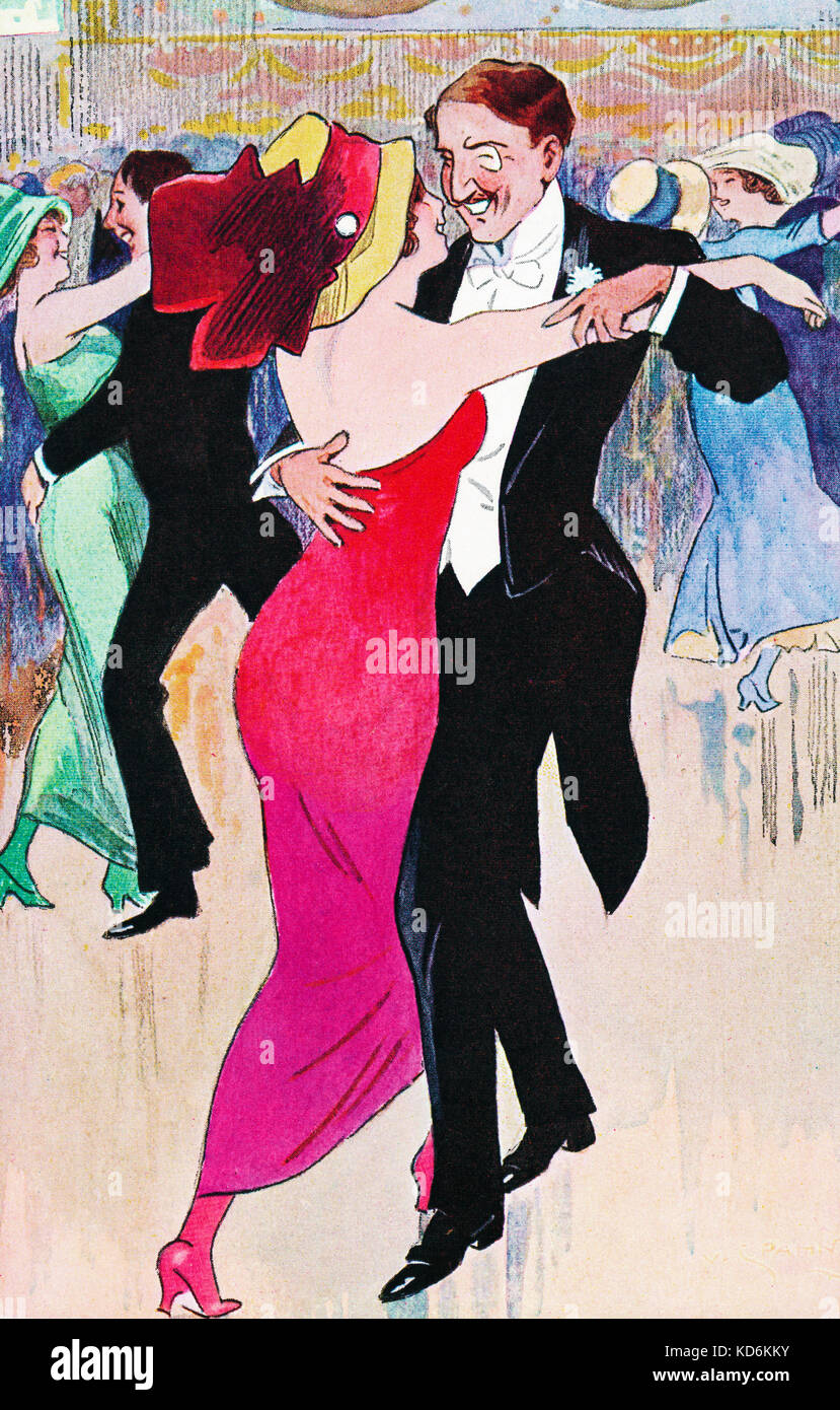 Couple dancing une valse à un bal, au début du xxe siècle (de la fin ...