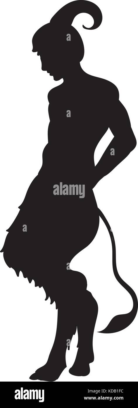 Silhouette faun satyre mythologie ancienne fantaisie. vector ...