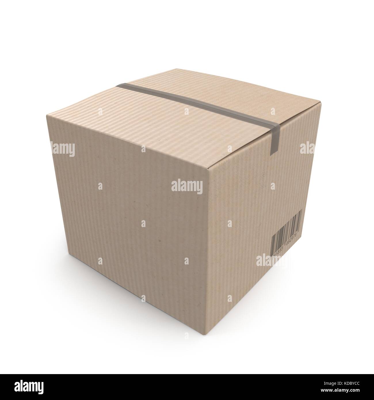 Boîte en carton fermé avec du ruban adhésif et isolé sur fond blanc ...