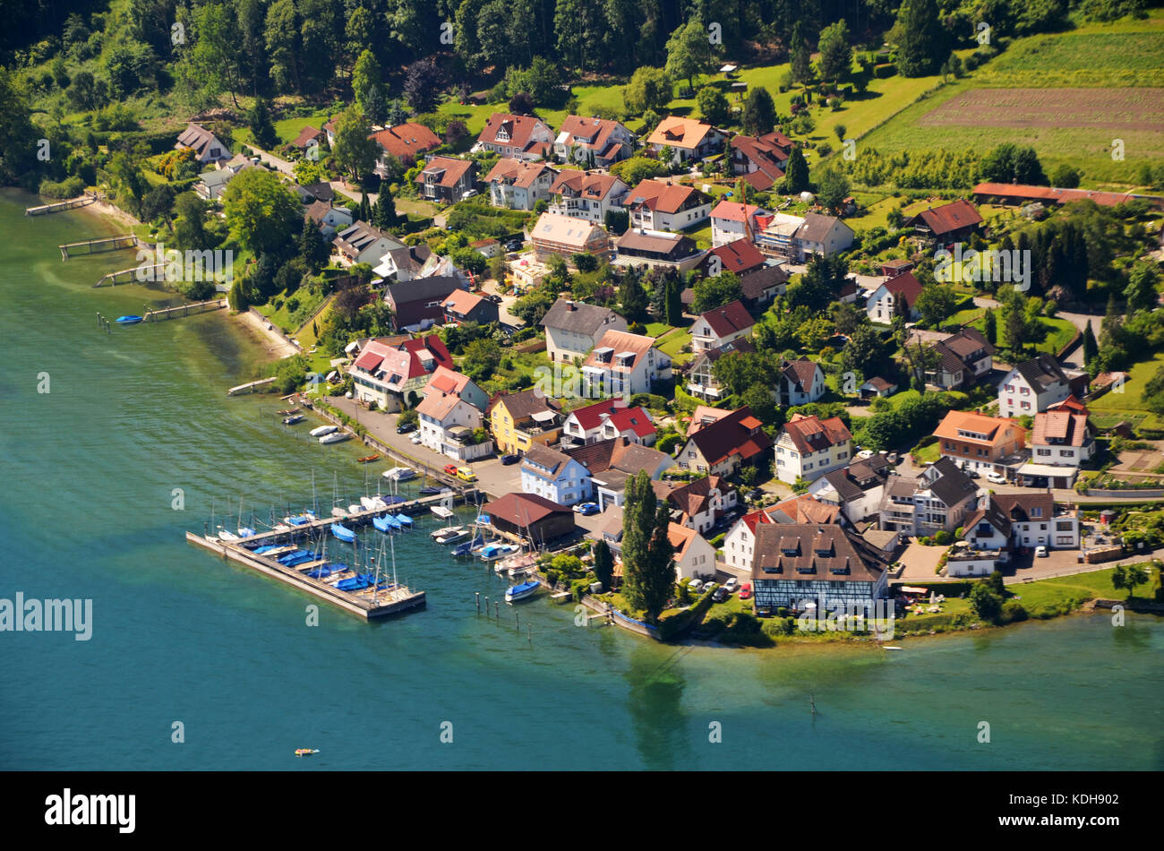 Vue aérienne du lac de Constance près de bodman ludwigshafen, région du ...