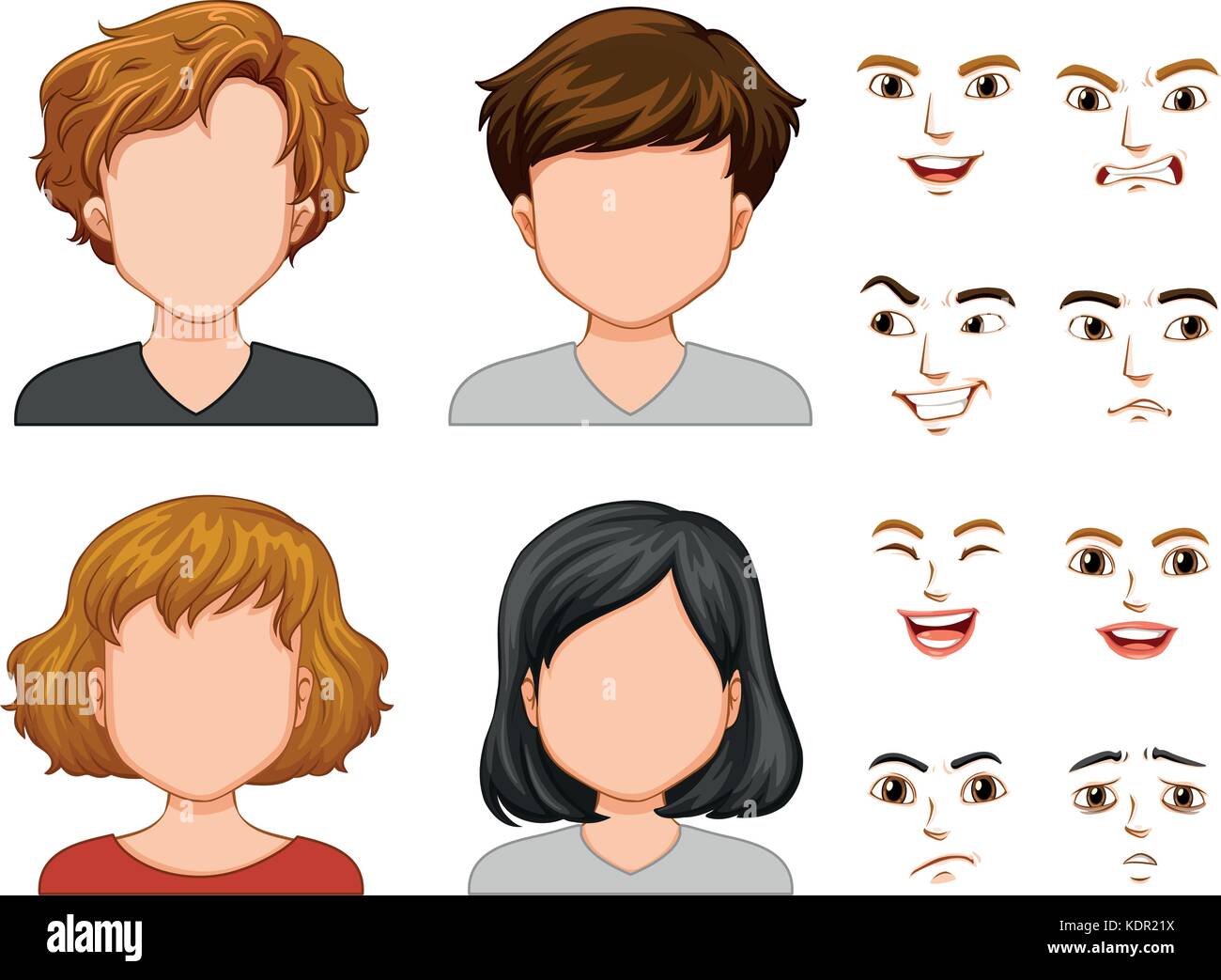 Personnages humains avec différents visages illustration Image ...