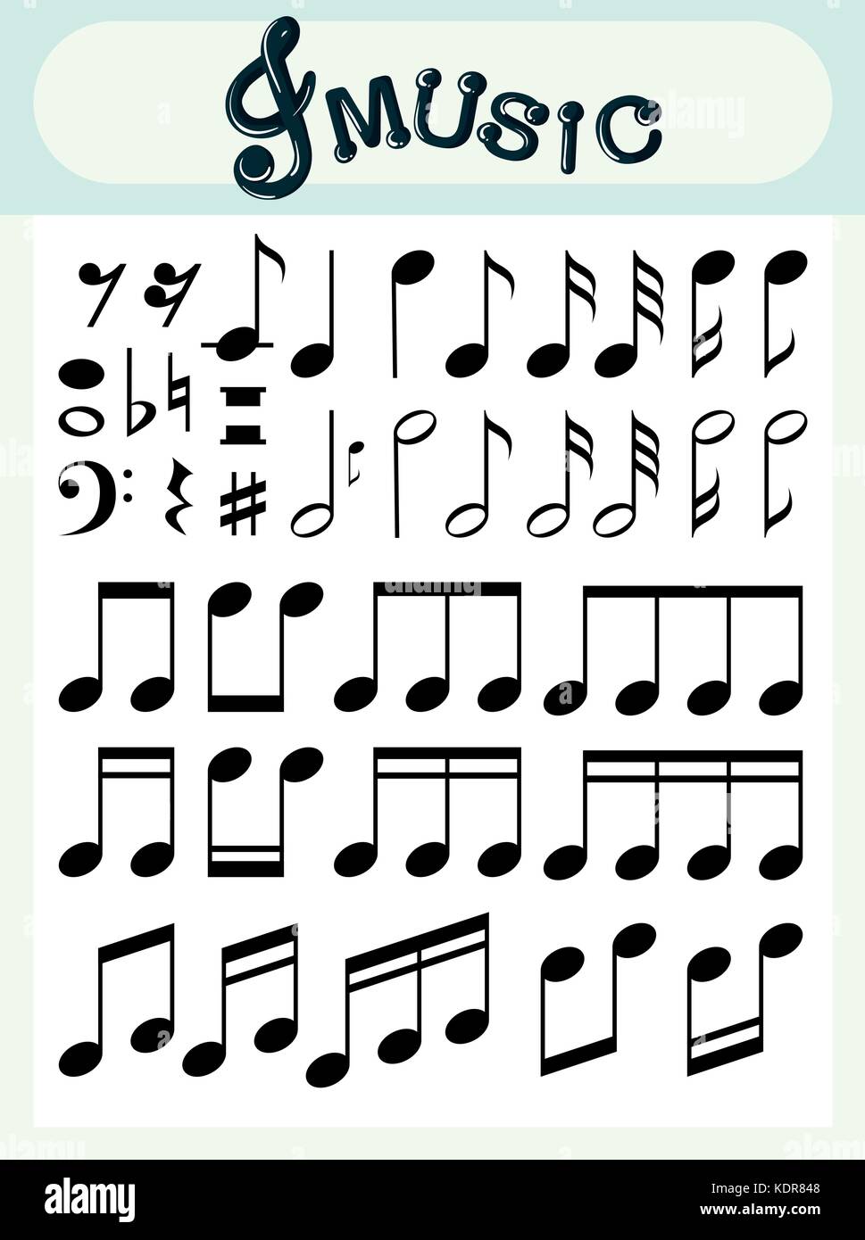 Les différentes notes de musique sur l'illustration de l'affiche Image ...