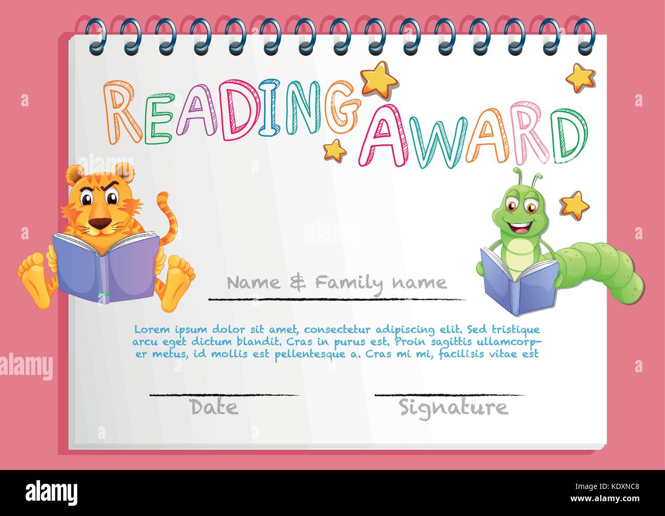 Modèle de certificat pour lecture award illustration Image Vectorielle ...