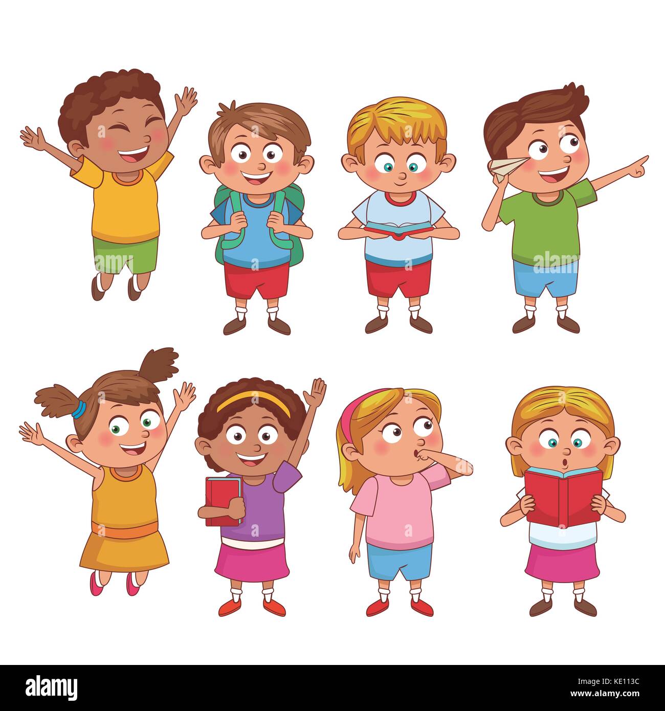 Élèves enfants cartoon Image Vectorielle Stock - Alamy