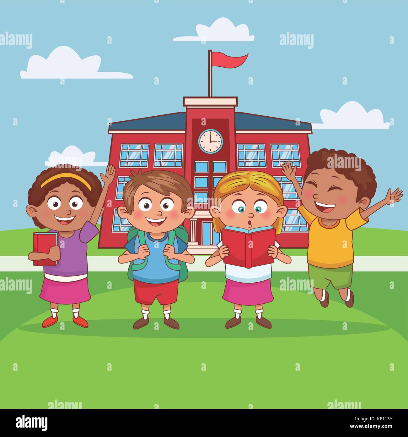 Les enfants à l'école dessin animé Image Vectorielle Stock - Alamy
