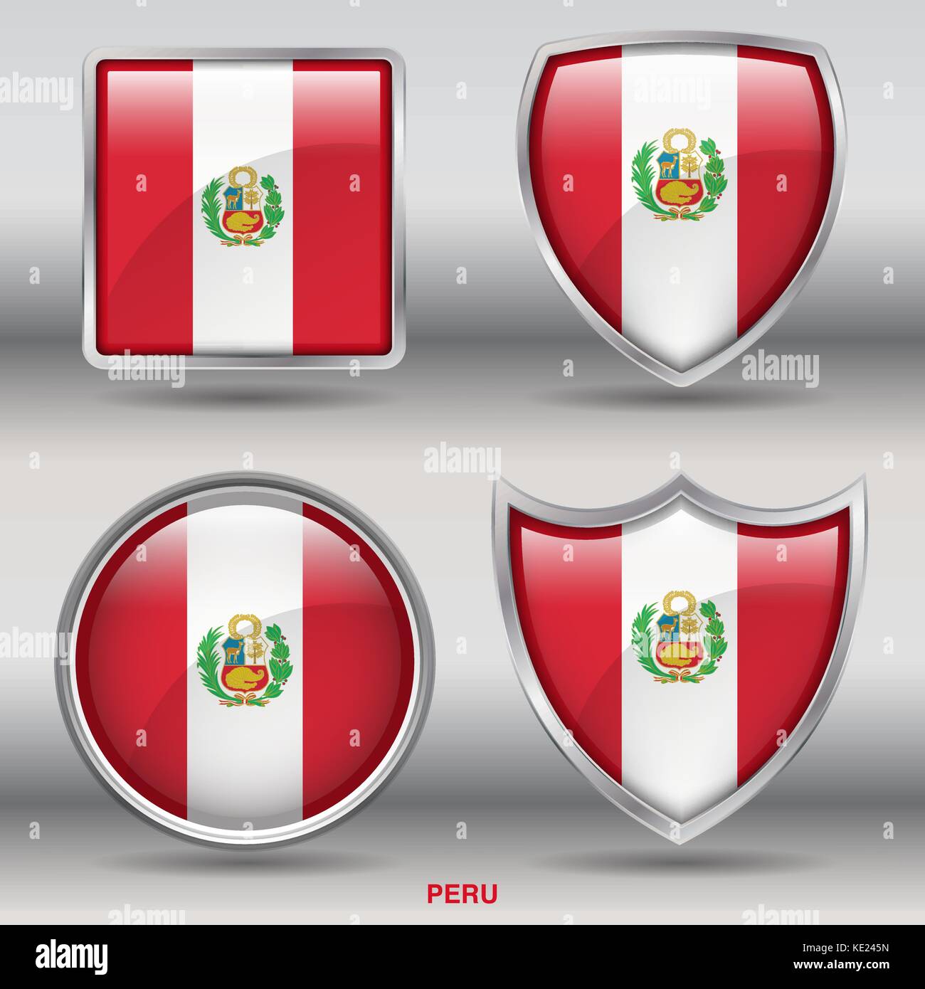 Drapeau Pérou - 4 drapeaux formes membres pays au monde with clipping ...