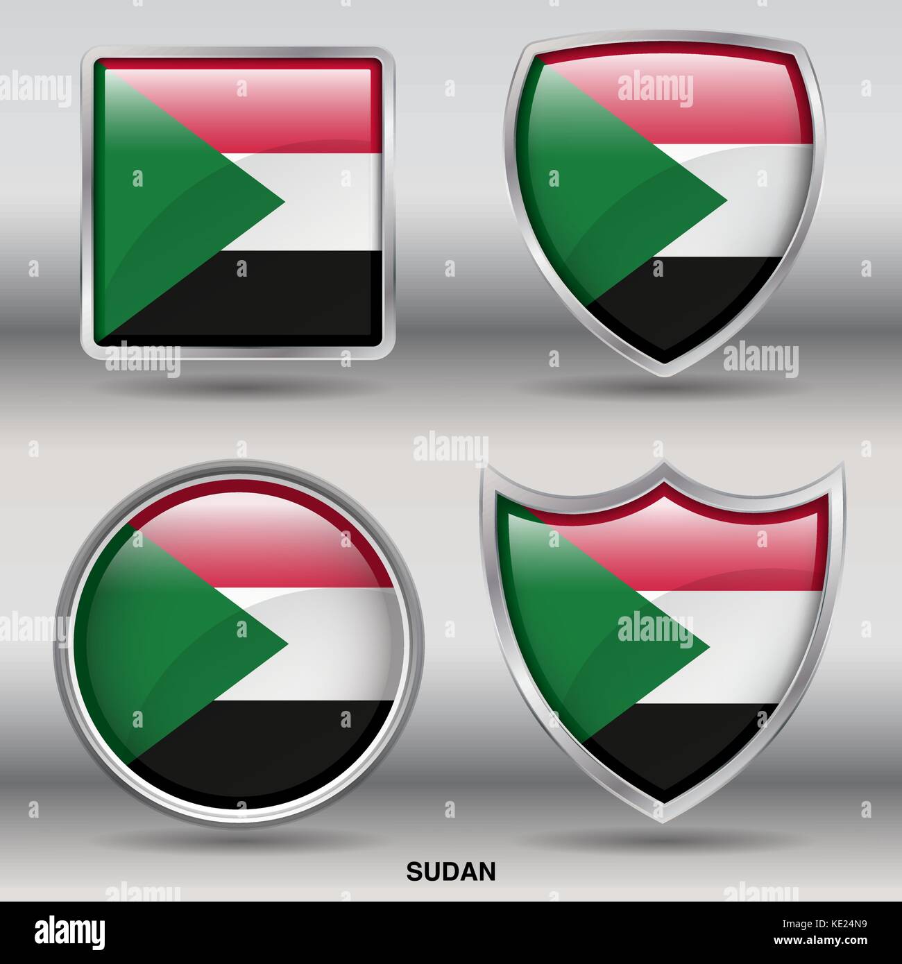 Drapeau Soudan - 4 drapeaux formes membres pays au monde with clipping ...