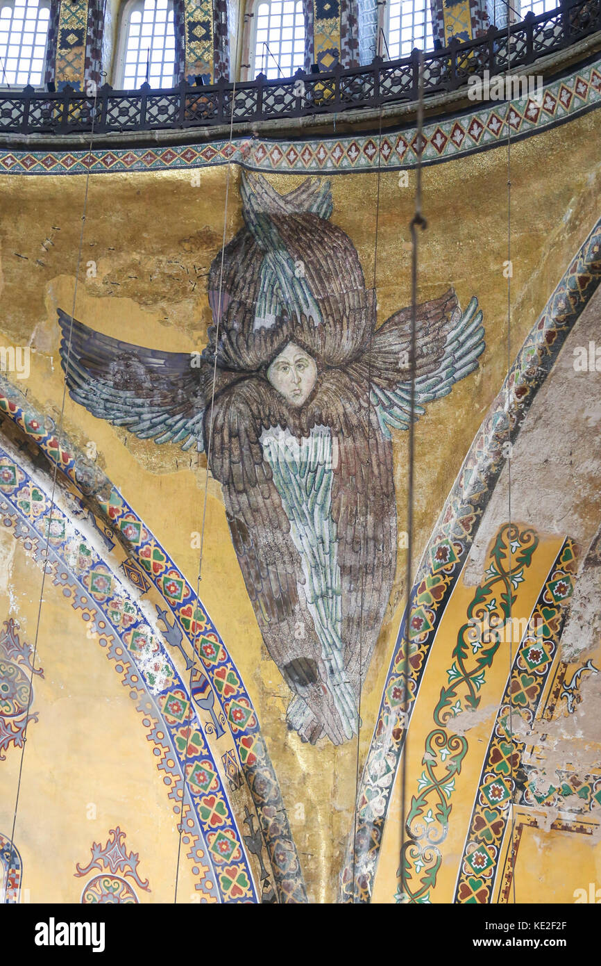 Ange séraphin mosaïque dans le musée Sainte-Sophie, Istanbul, Turquie ...