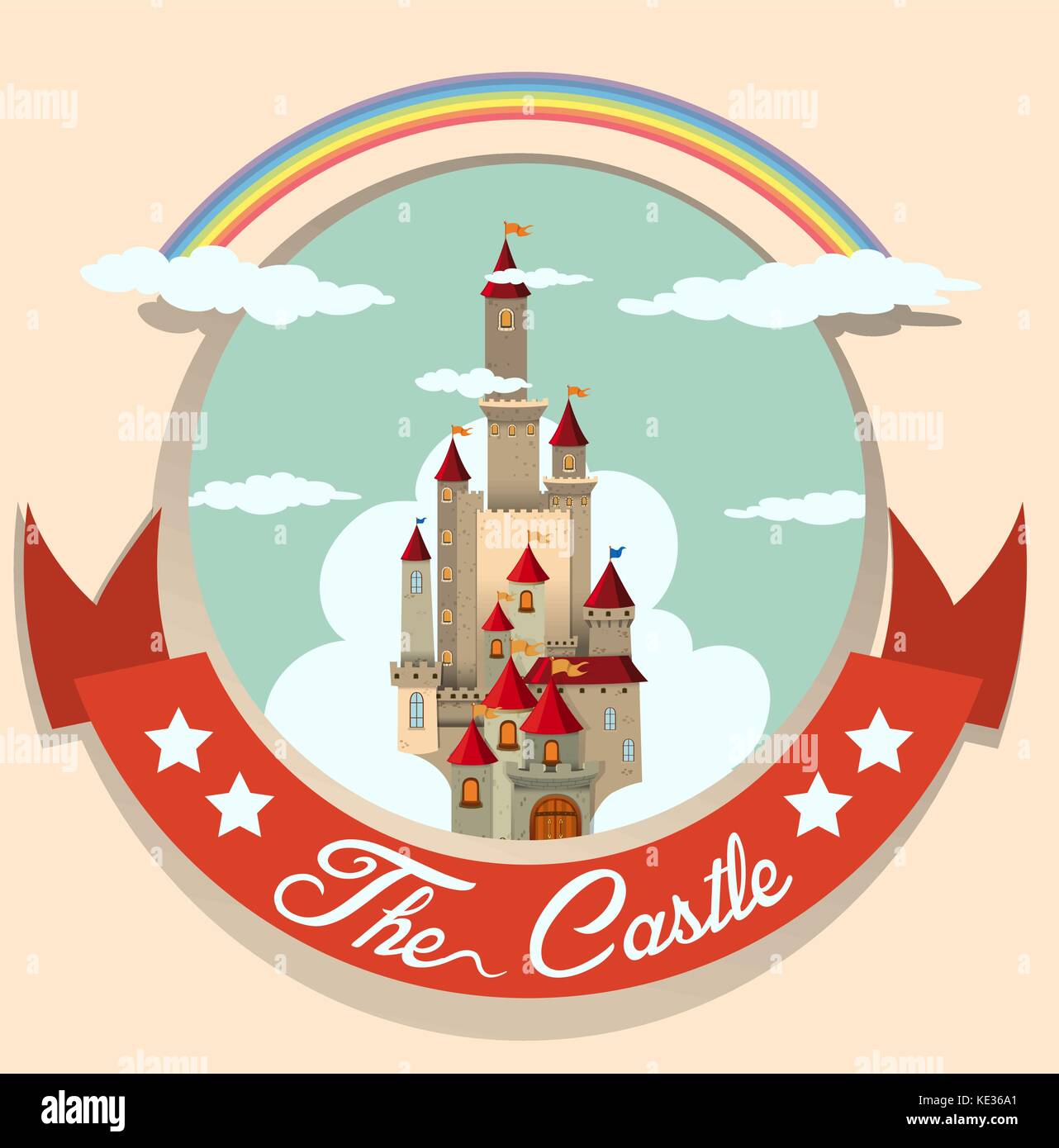 Logo design avec château et rainbow illustration Image Vectorielle ...