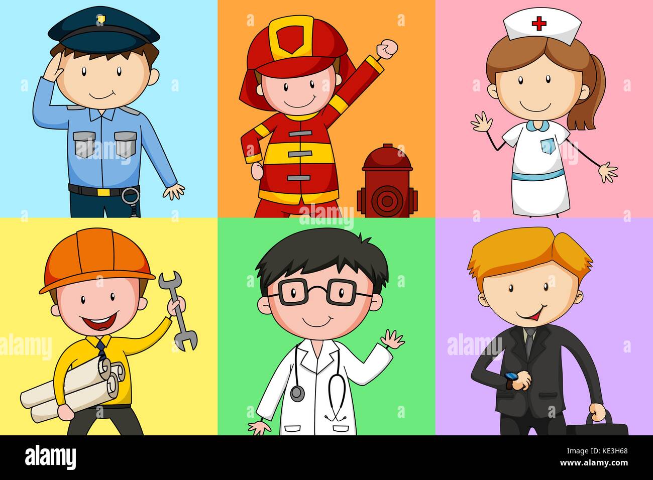 Différents types de professions illustration Image Vectorielle Stock ...