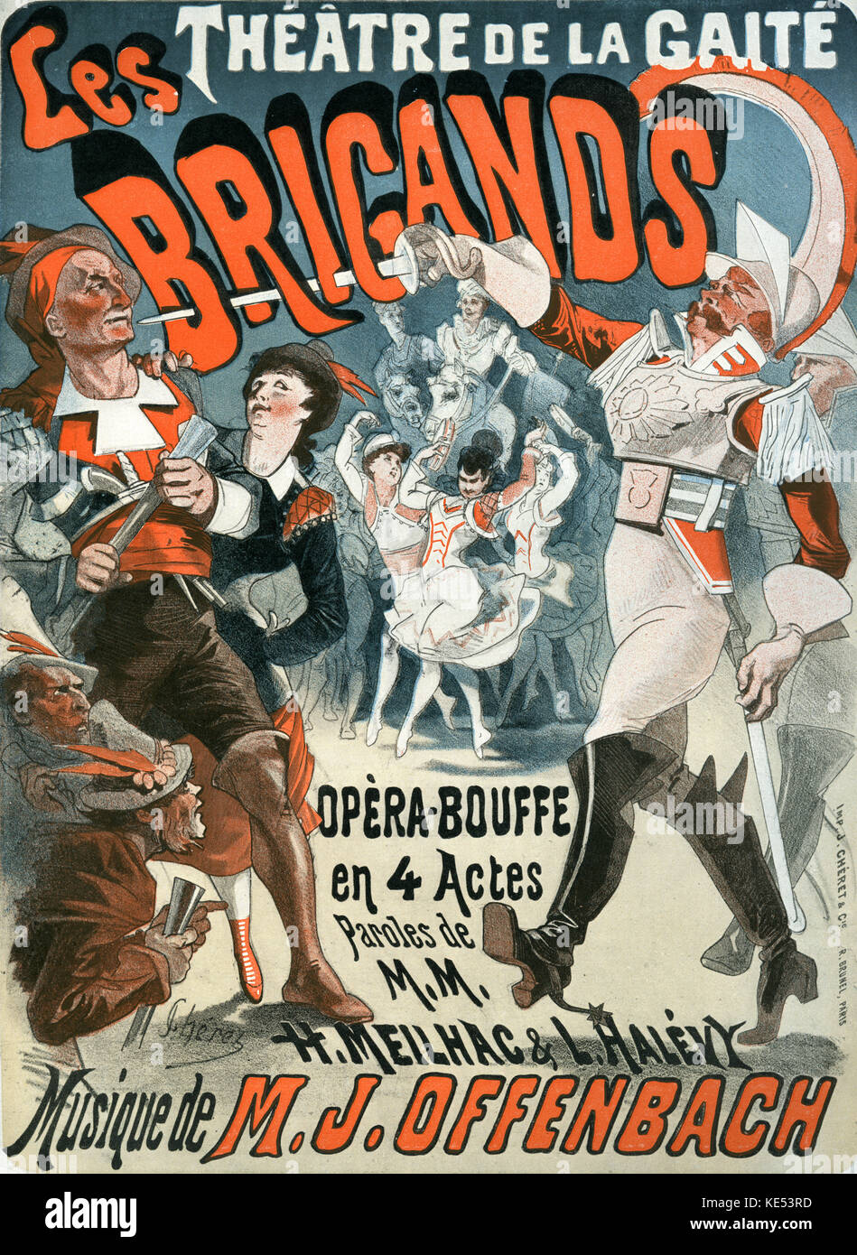 Affiche pour l'opérette de Jacques Offenbach Les Brigands. Opéra-bouffe ...