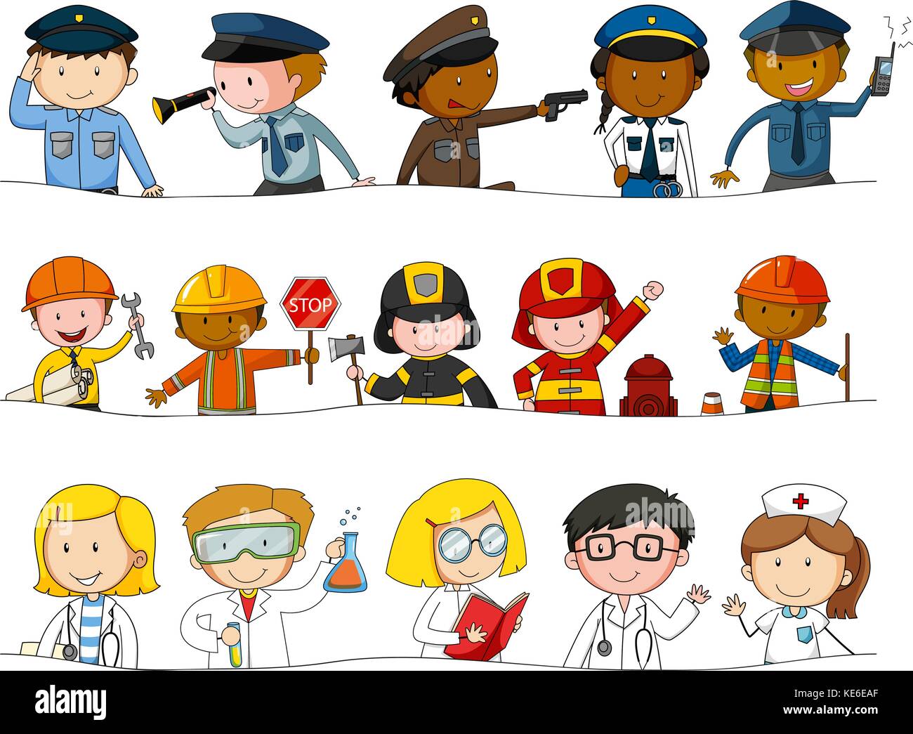 Différents types de professions illustration Image Vectorielle Stock ...