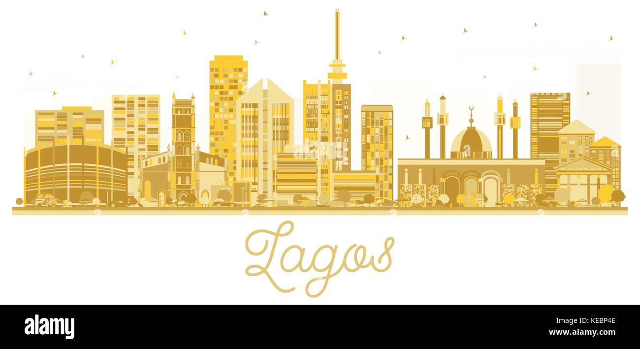 Lagos City skyline silhouette d'or. Vector illustration. Concept de ...