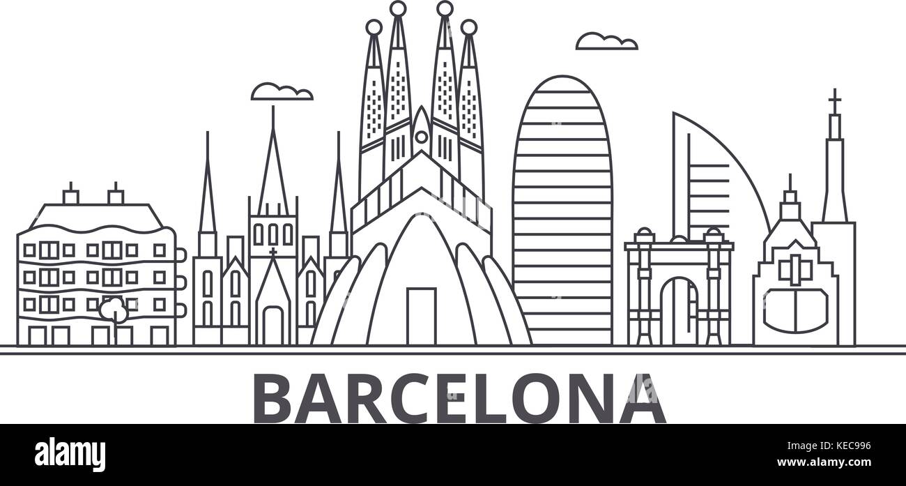 L'architecture de Barcelone skyline ligne. illustration vecteur ...
