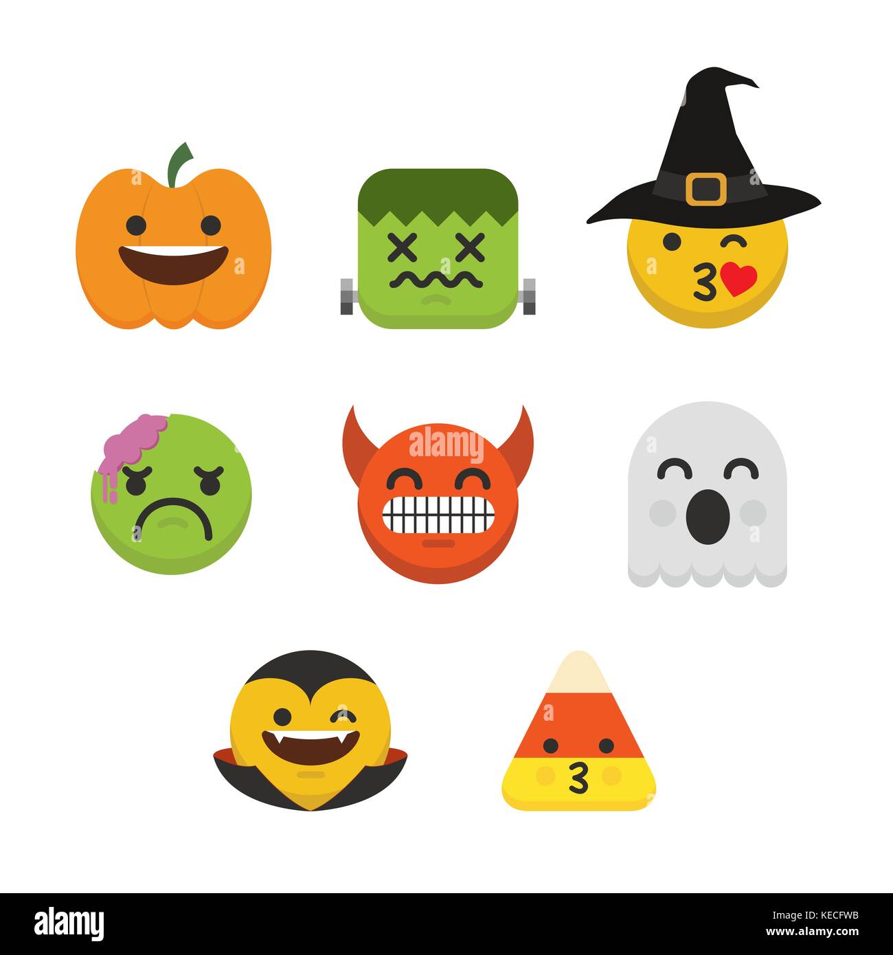 Ensemble d'émoticône halloween emoji visage des personnages Image ...