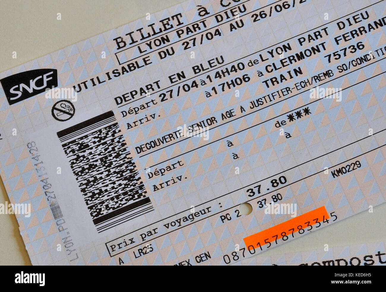 French train ticket sncf Banque de photographies et d’images à haute résolution - Alamy