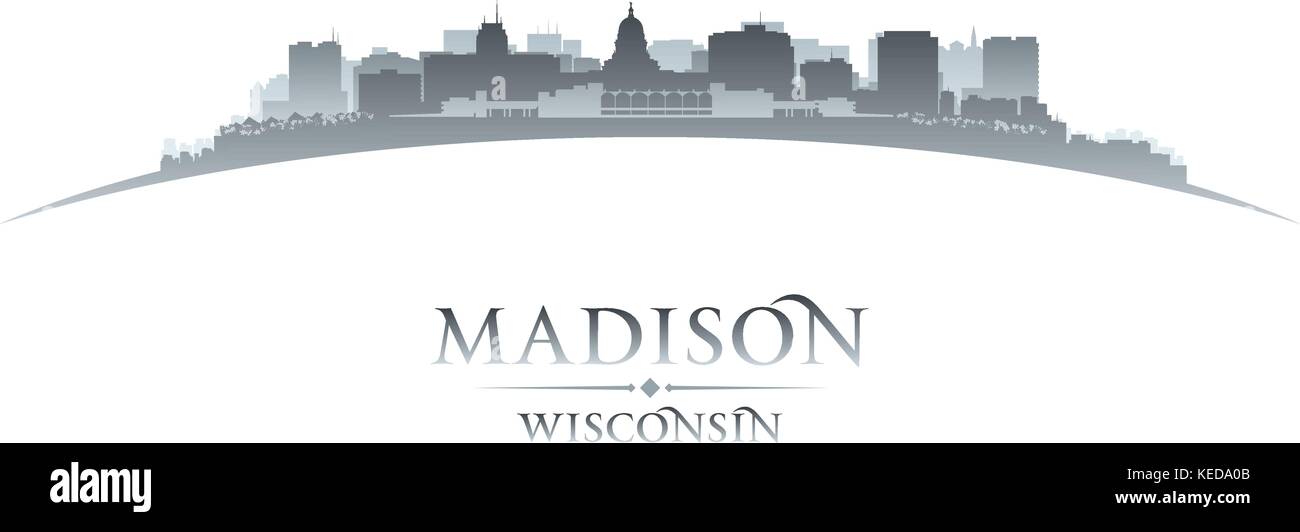 Madison Wisconsin city skyline silhouette. Vector illustration Image ...