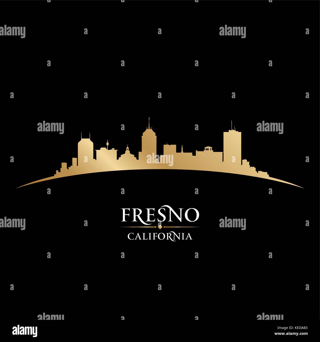 Fresno California city skyline silhouette. Vector illustration Image ...