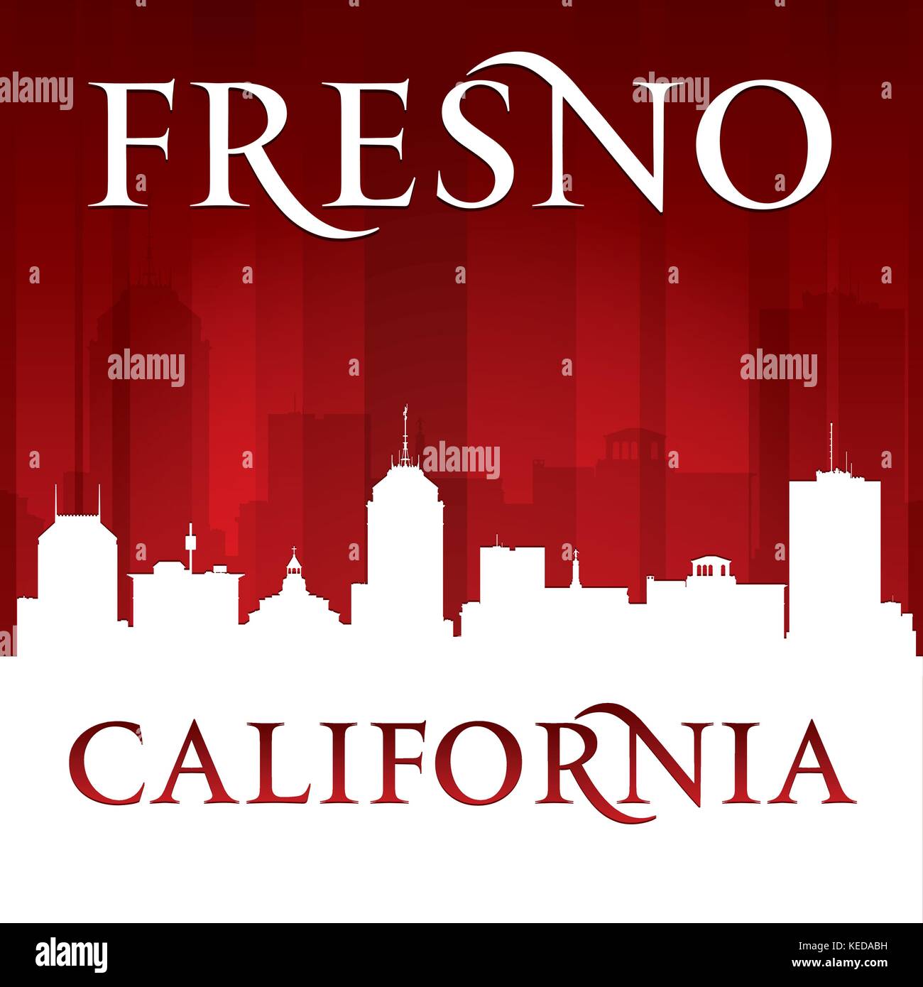 Fresno California city skyline silhouette. Vector illustration Image ...