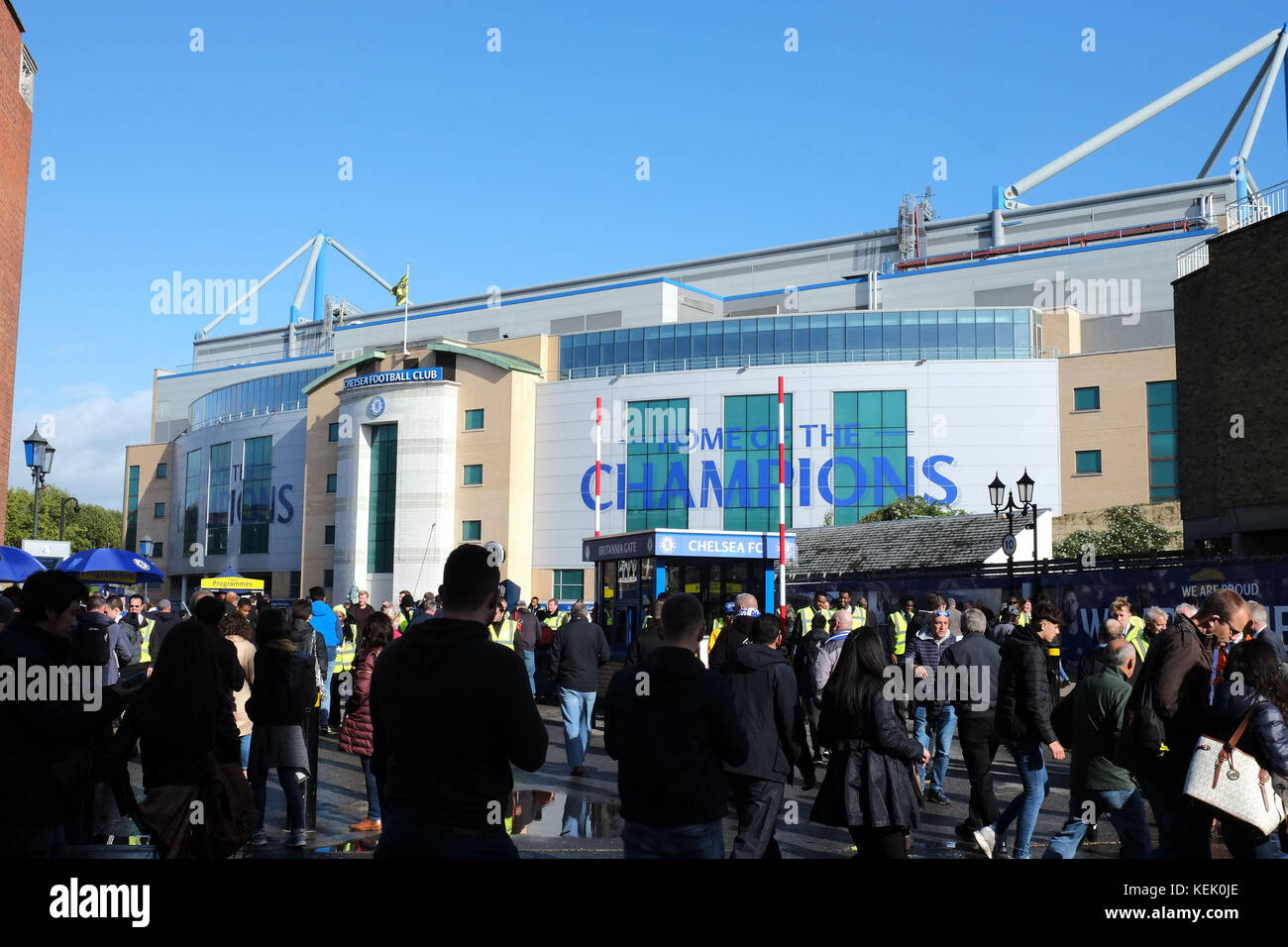 L'entrée Brittania Gate du stade de football de Stamford Bridge, stade ...