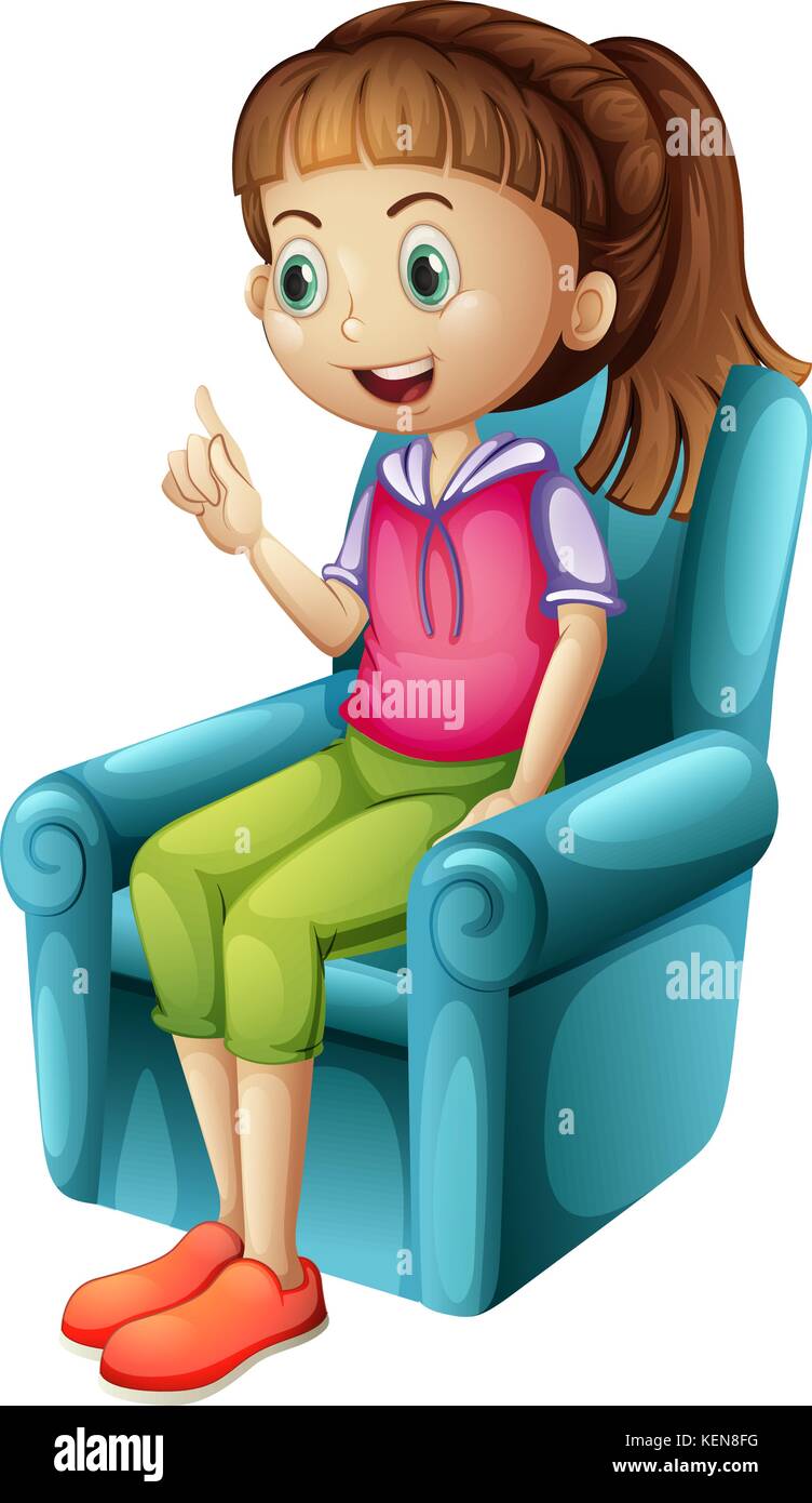 Jeune fille assise sur une chaise Banque d'images vectorielles - Alamy