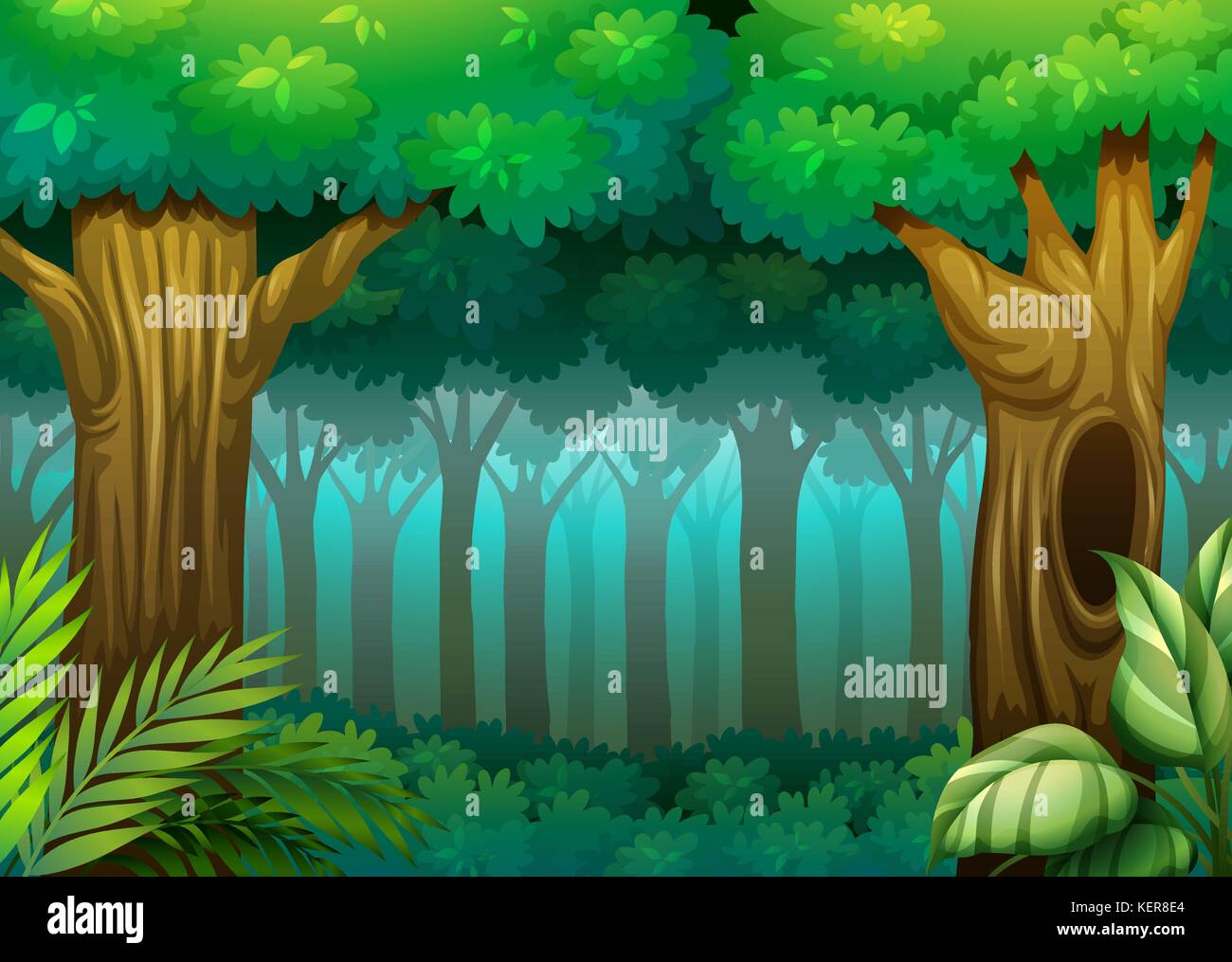 Forêt verte profonde Banque d'images vectorielles - Alamy