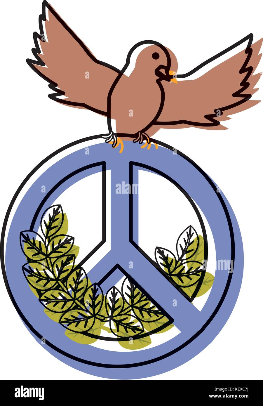 Ligne plate colombe de la paix sur fond blanc vector illustration Image ...