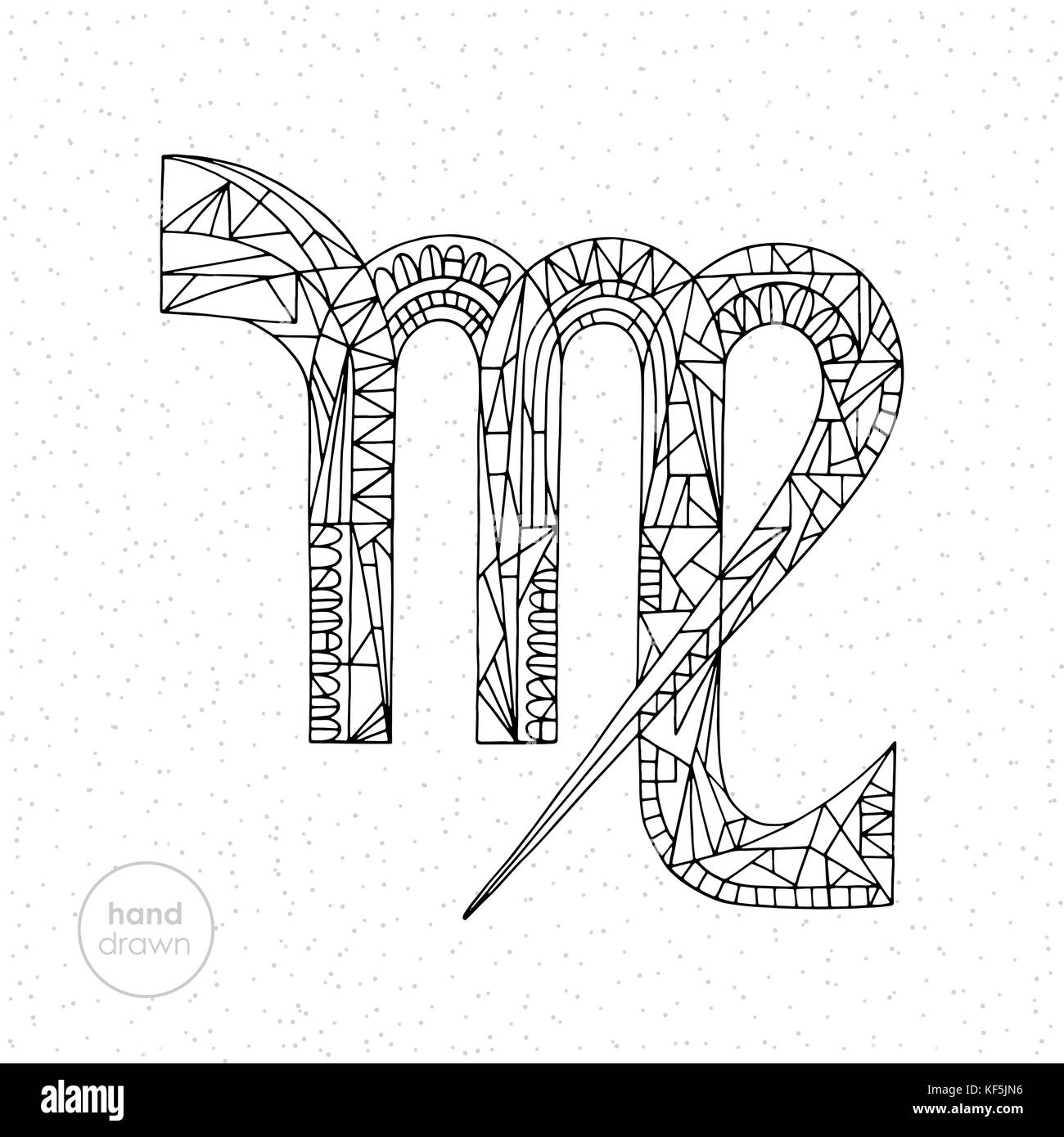 Signe du Zodiaque vierge. vector hand drawn horoscope astrologique ...