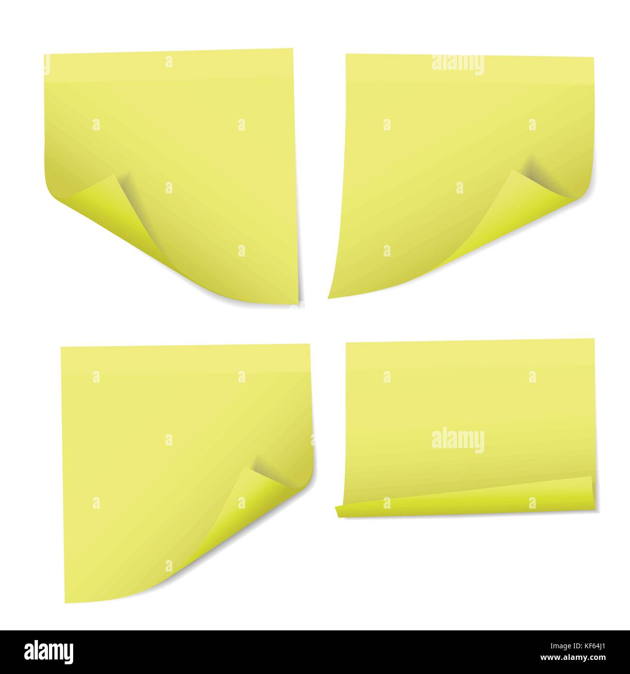 Jeu de vector illustrations réalistes de documents note jaune avec des ...