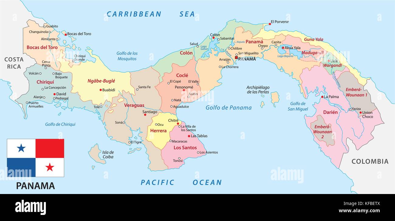 Carte politique et administrative de Panama avec drapeau Image ...