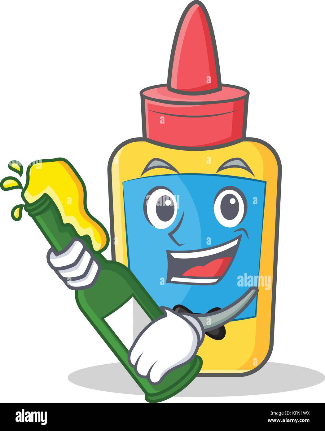 Avec de la bière bouteille colle cartoon caractère Image Vectorielle ...
