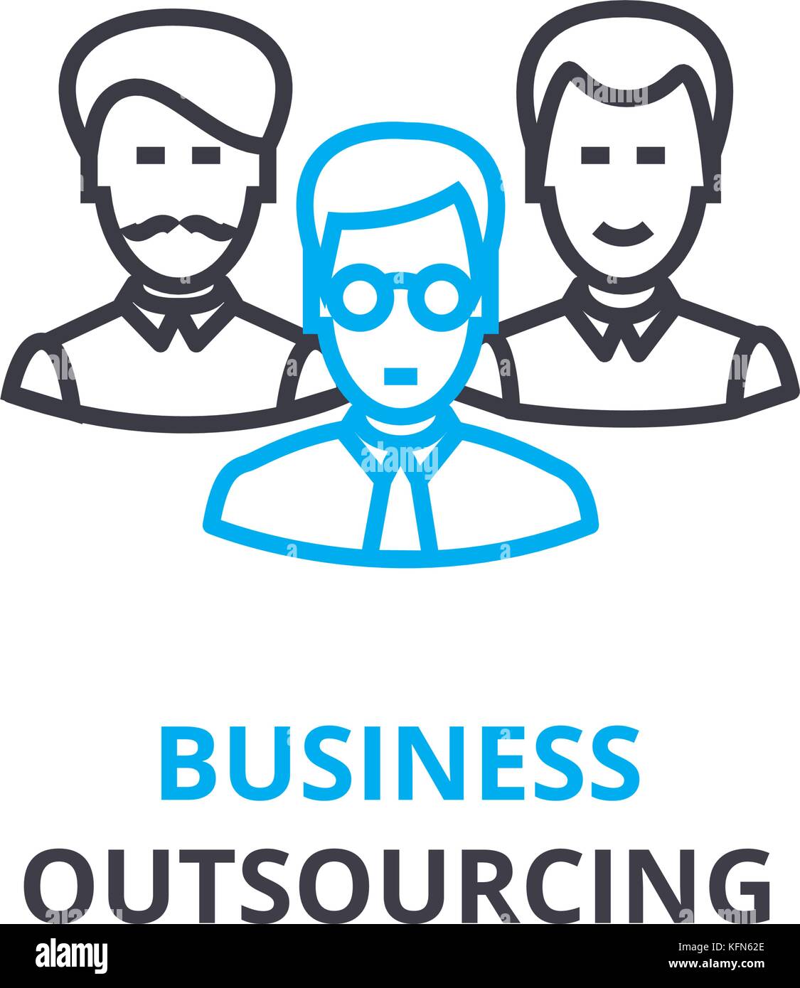 La sous traitance concept , icône contour linéaire, signe, fine ligne ...