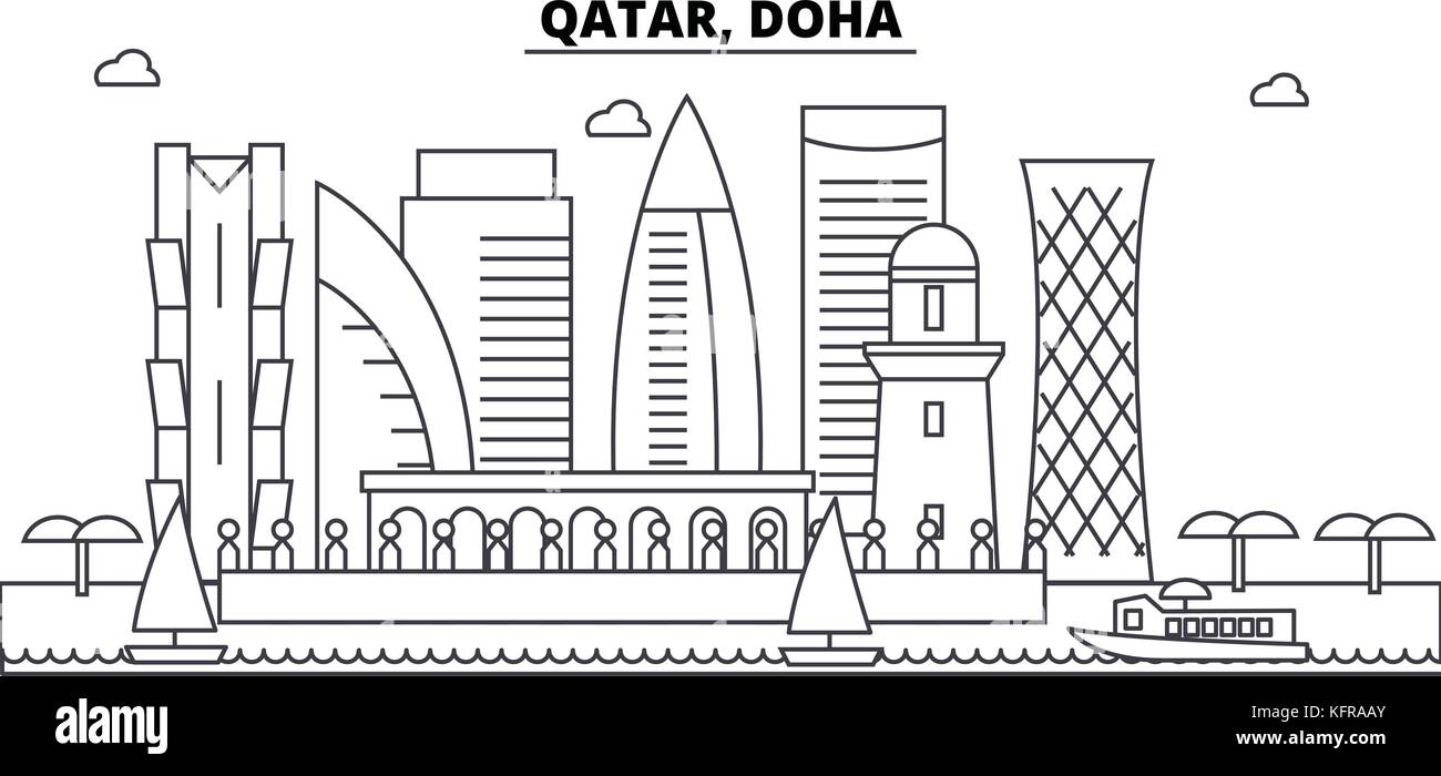 Qatar, Doha l'horizon de l'architecture des bâtiments, d'ossature, plan ...