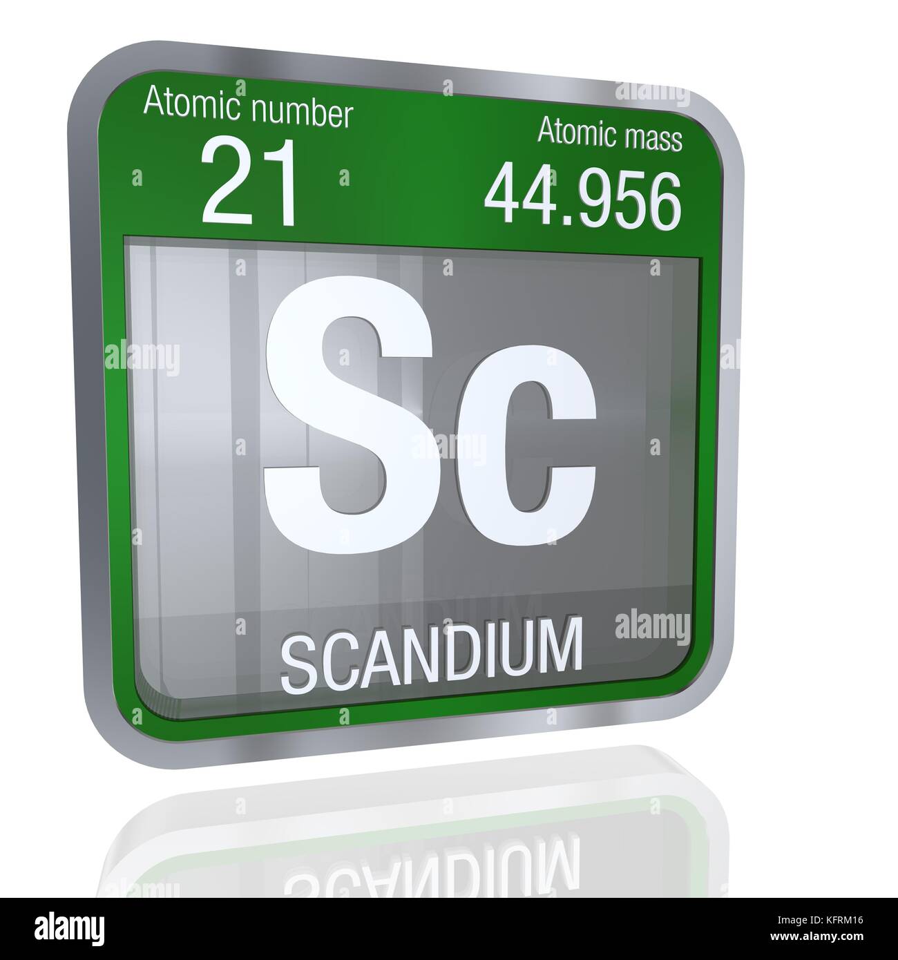Symbole de scandium de forme carrée avec bordure métallique et fond ...