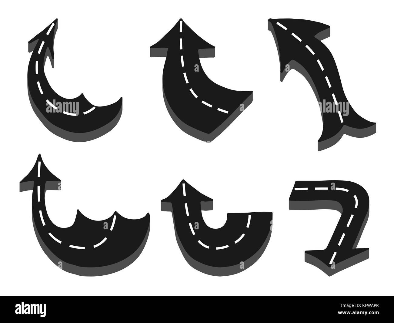 Ensemble de route en forme de flèche plus isolé sur fond blanc Image ...