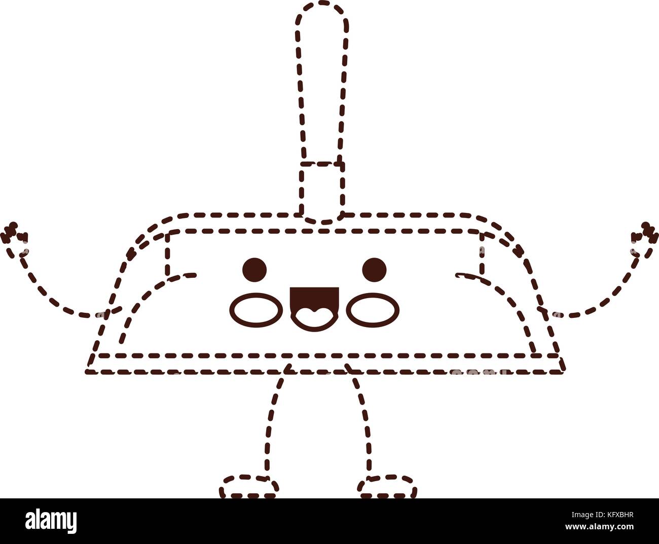 Pelle à main kawaii cartoon avec bâton en bois en brun parsemé d ...