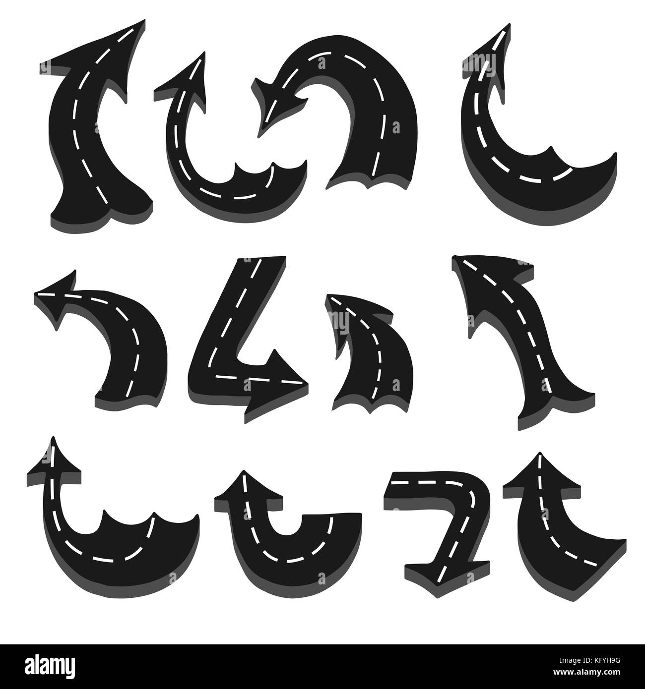 3d illustration asphalt road arrow Banque de photographies et d’images ...