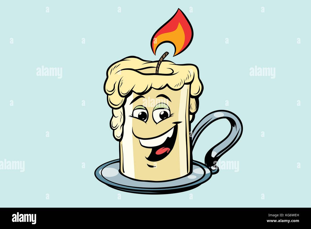 Bougie rétro mignon personnage smiley. bande dessinée cartoon vector ...