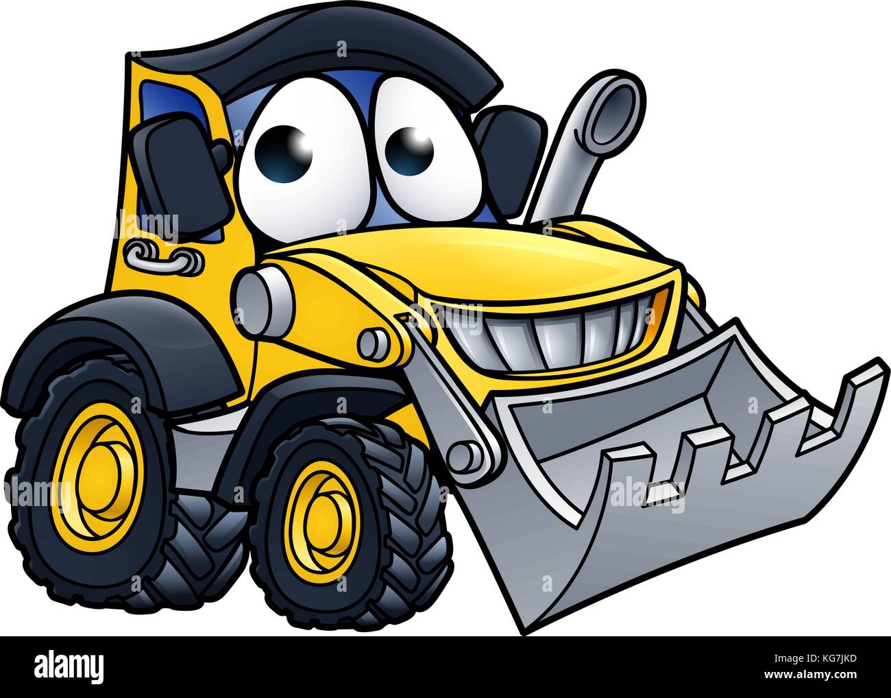 Personnage de dessin animé Digger bulldozer Image Vectorielle Stock - Alamy