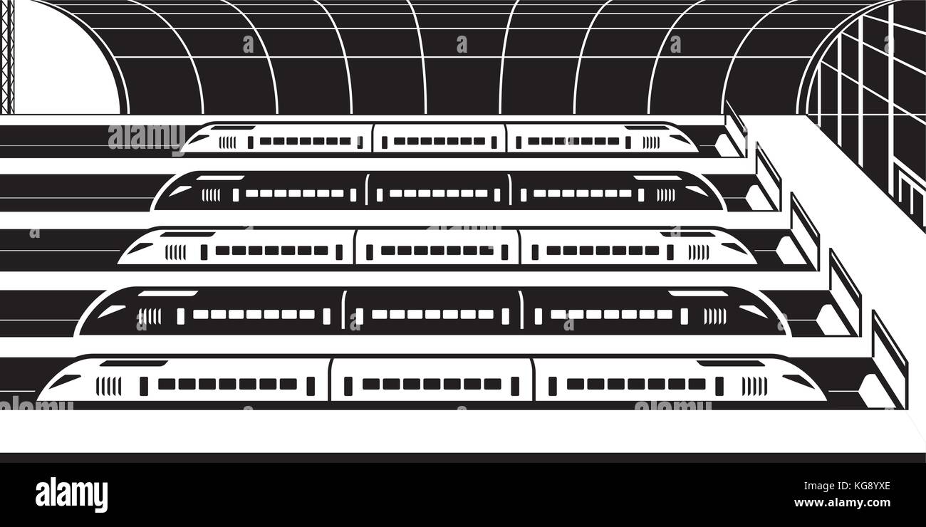 Les trains à grande vitesse à la gare - vector illustration Image ...