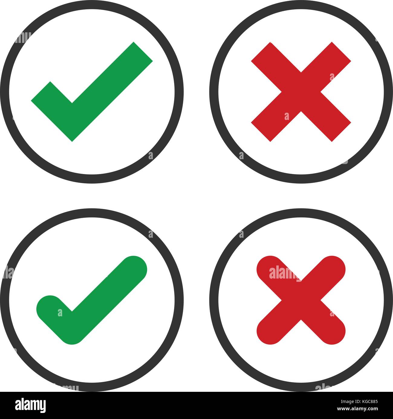 Tick icon set élégant. icône de validation mis en vert et rouge, vector ...