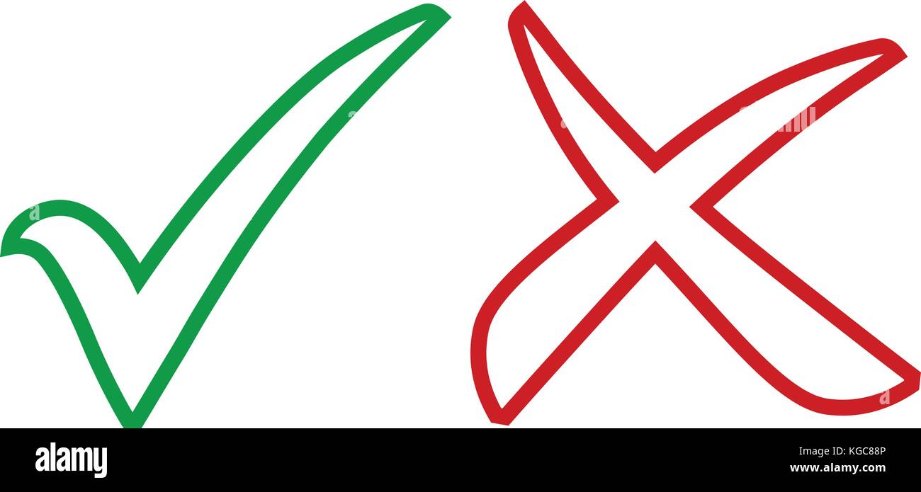 Tick icon set élégant. icône de validation mis en vert et rouge ...