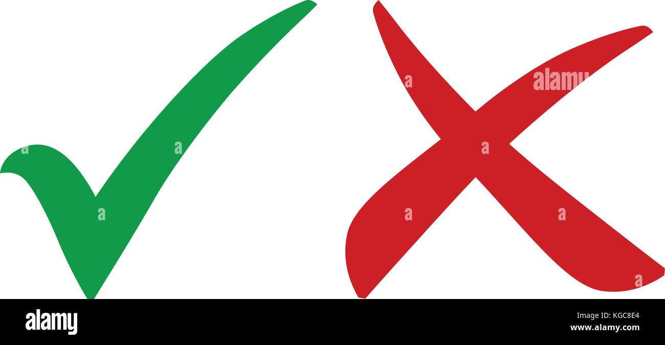 Tick icon set. Icône de validation élégant situé en vert et rouge ... Tick icon set. Icône de validation élégant situé en vert et rouge ...