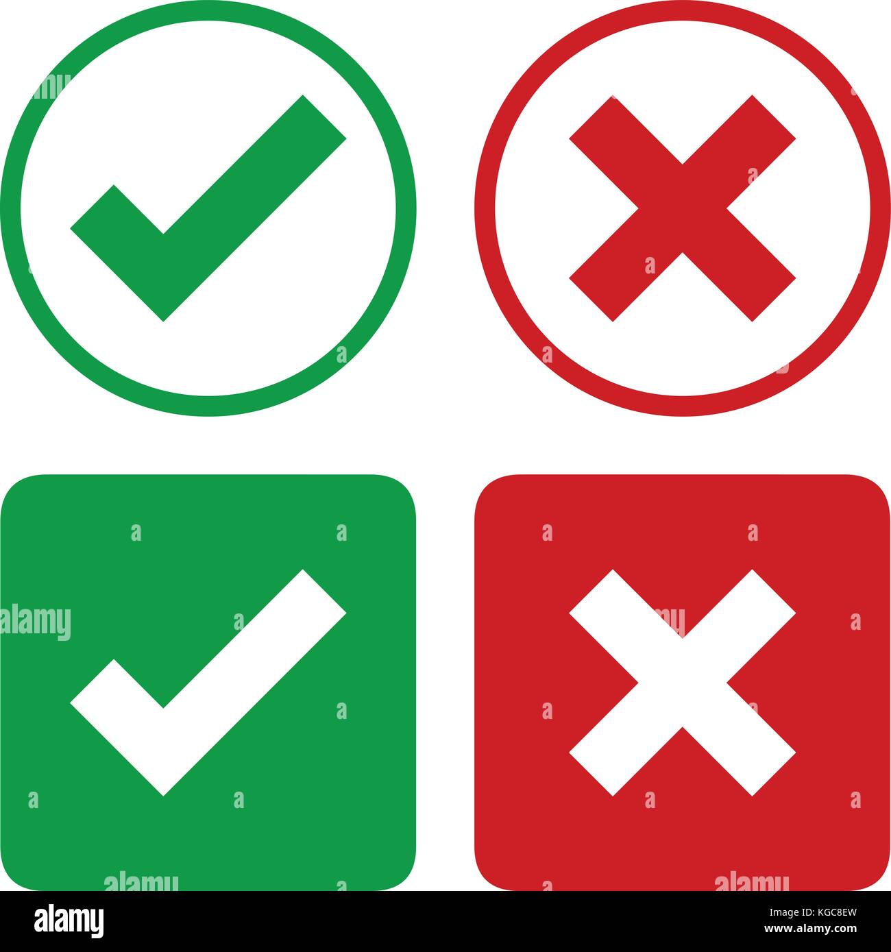 Tick icon set élégant. icône de validation mis en vert et rouge, vector ...