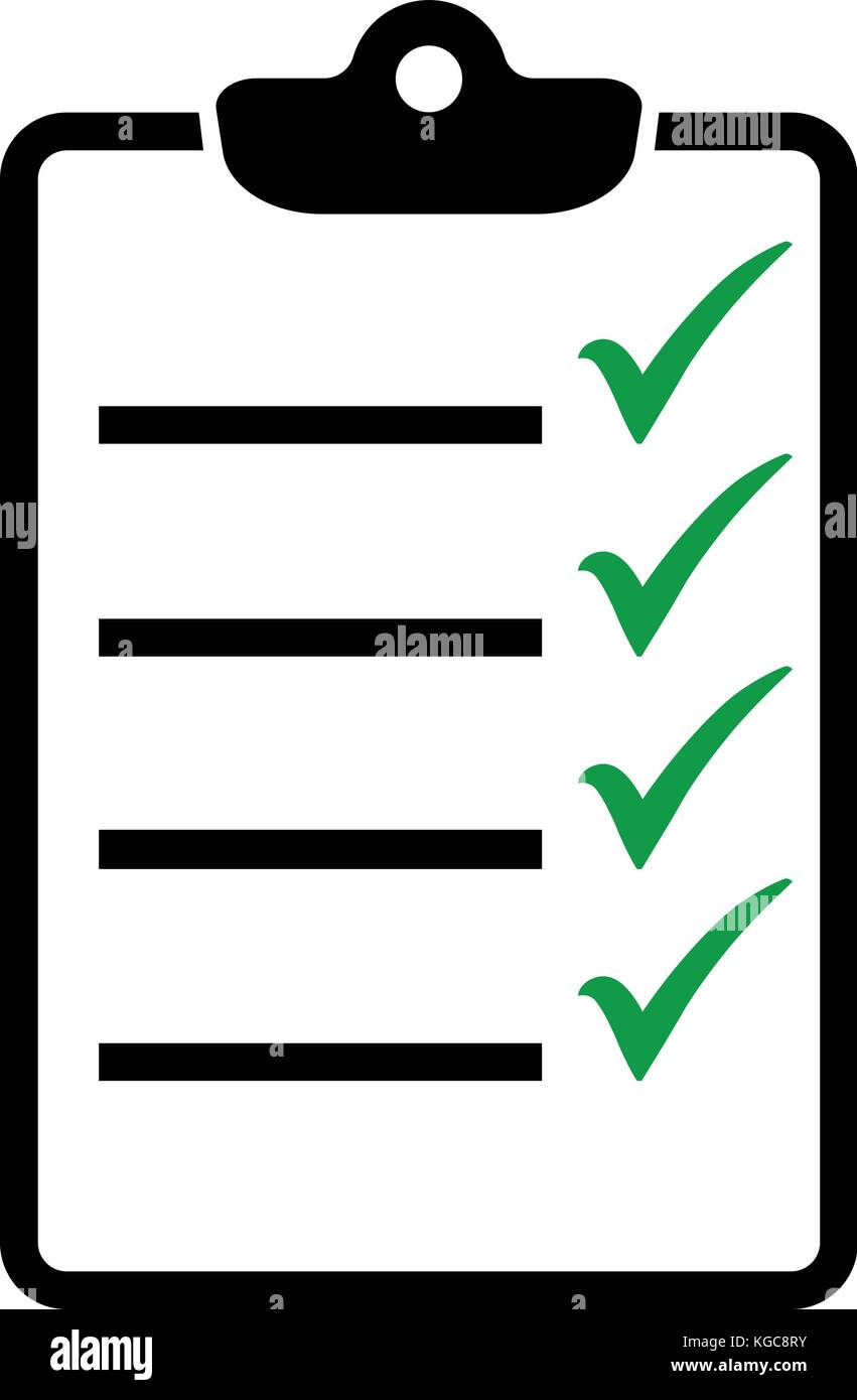 L'icône Liste de vérification avec des coches vertes, vector ...