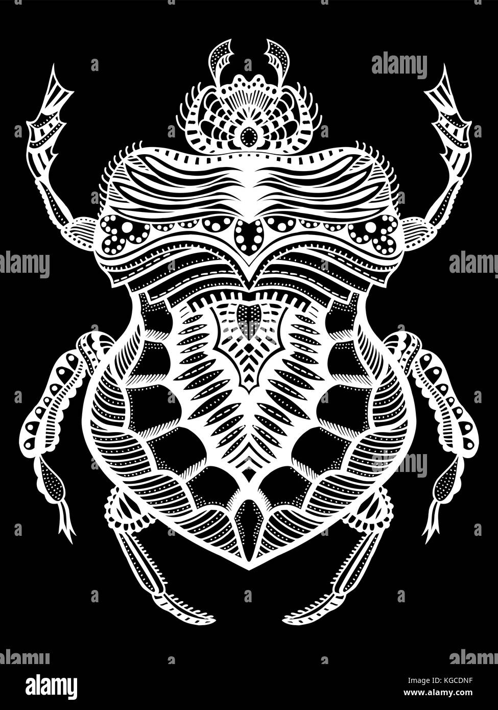 Dessiné à la main en noir et blanc stylisé zentangle beetle. doodle ...