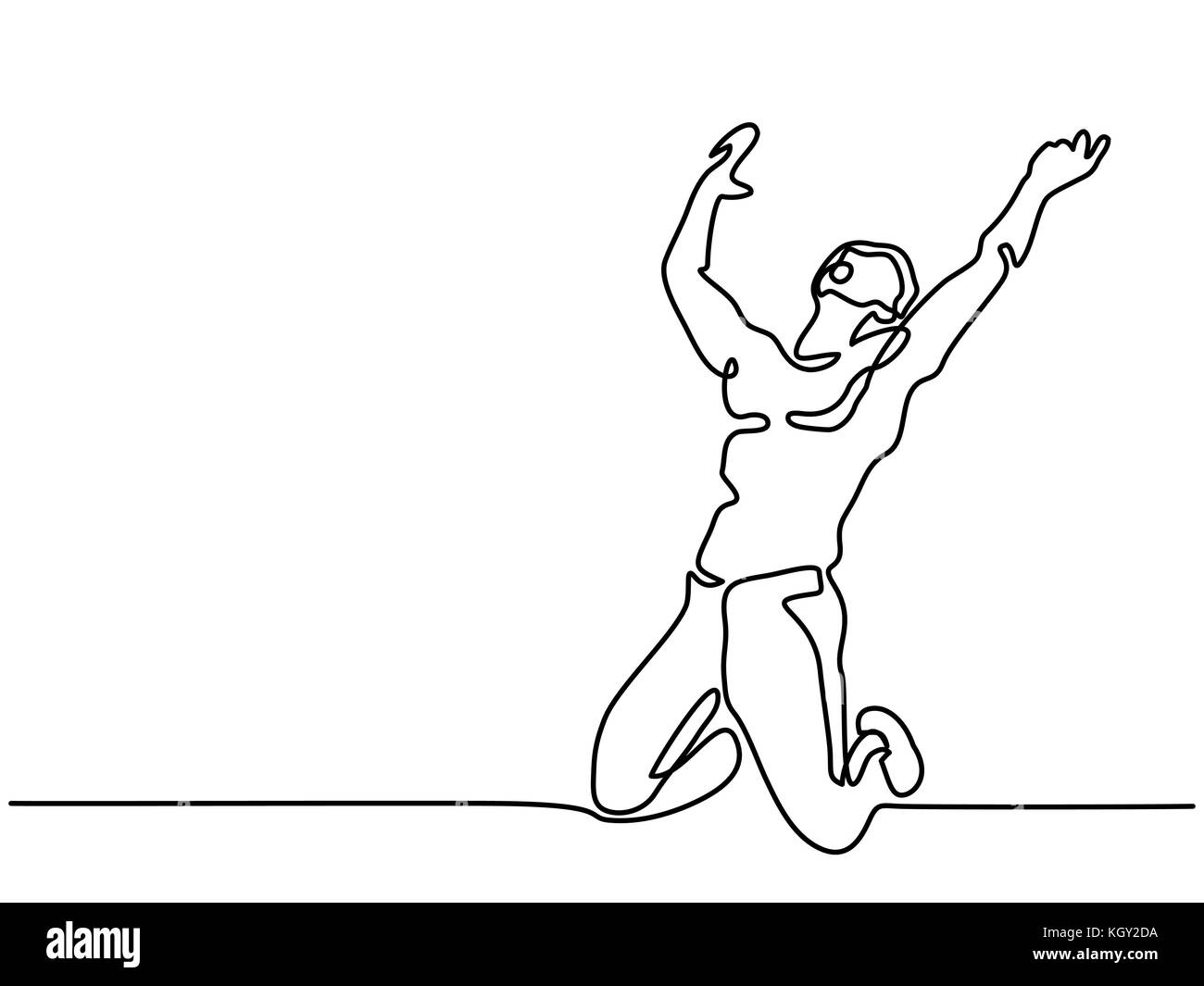 Dessin de ligne continue. Homme de crier contre le ciel. Vector ...
